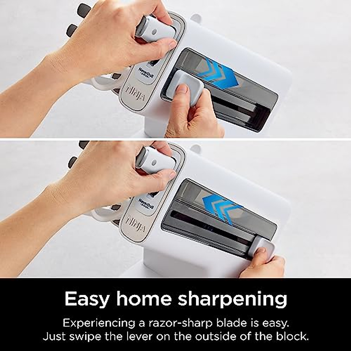 Ninja K12007WHBN NeverDull 7-Piece Prep Knife System, Essential, High Carbon Stainless Steel, Built-in Sharpener, White