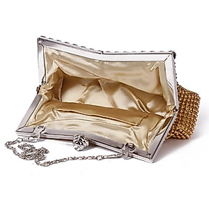 Damara Womens Dimple Mesh Crystals Mini Clutch Evening Bag, Black