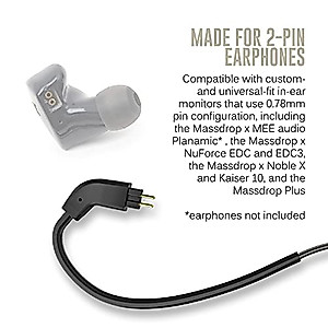 MEE audio BTN 2-Pin Bluetooth Wireless Adapter Cable with Qualcomm aptX for Massdrop and Other 2-pin in-Ear Monitors