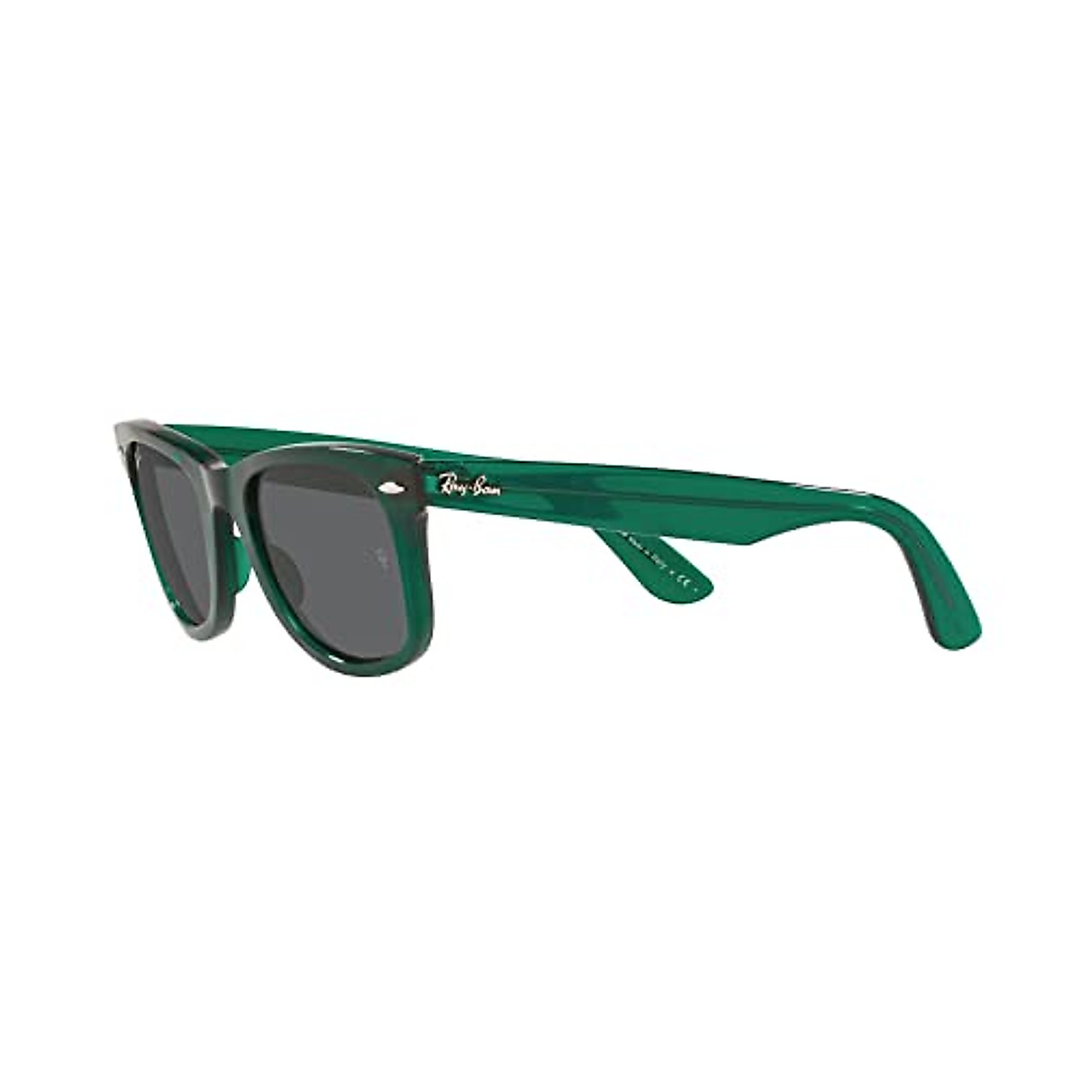 Ray-Ban RB2140 Original Wayfarer ColoRBlock Square Sunglasses, Transparent Green/Dark Grey, 50 mm