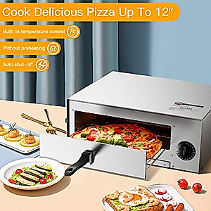 Giantex Pizza Bake Oven Kitchen Pizza Toaster Home Commercial Countertop Pizza Maker Stainless Steel Bake Pan with Handle and Removable Pizza Tray