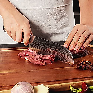 GOOD HELPER 7 Inch Santoku Knife High Carbon Damascus Kitchen Knives Stainless Steel Japanese Chef Knife Ergonomic Pakka Wood Handle Cuchillos Para Cocina with Gift Box