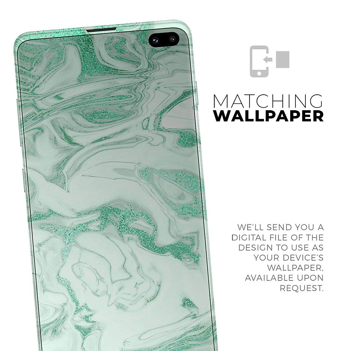 DesignSkinz Mint Marble & Digital Gold Foil V6 Protective Vinyl Decal Wrap Skin Cover Compatible with The Samsung Galaxy S20 (Screen Trim & Back Glass Skin)