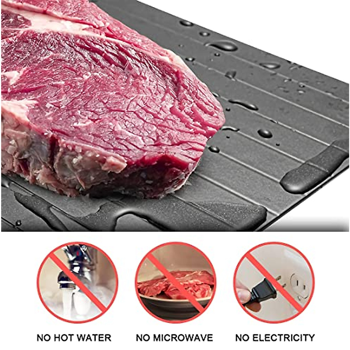Quick Thaw Plate - Frozen Food Steak Meat Vegetable Fruit Natural Quick Thaw Pad Fast and Safe No Microwave or Hot Water Required Kitchen Supplies