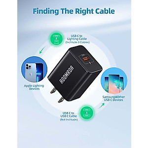 iPhone Super Fast Charger, 3 Pack 20W USB C Wall Charger with 3 Pack 6ft USB C to Lightning Quick Charging Cables, Compatible with iPhone 14/13/13Pro/12/12 Pro/Max/11/11Pro/XS/Max/XR/X/8/8Plus 1