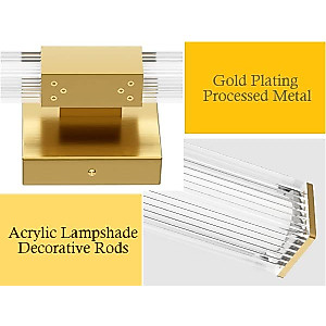 Ralbay 59inch Gold Bathroom Vanity Lights Fixtures Over Long Mirror Modern LED Bathroom Wall Lighting Bar Acrylic Gold Vanity Light Fixtures 42W 5500K White Light