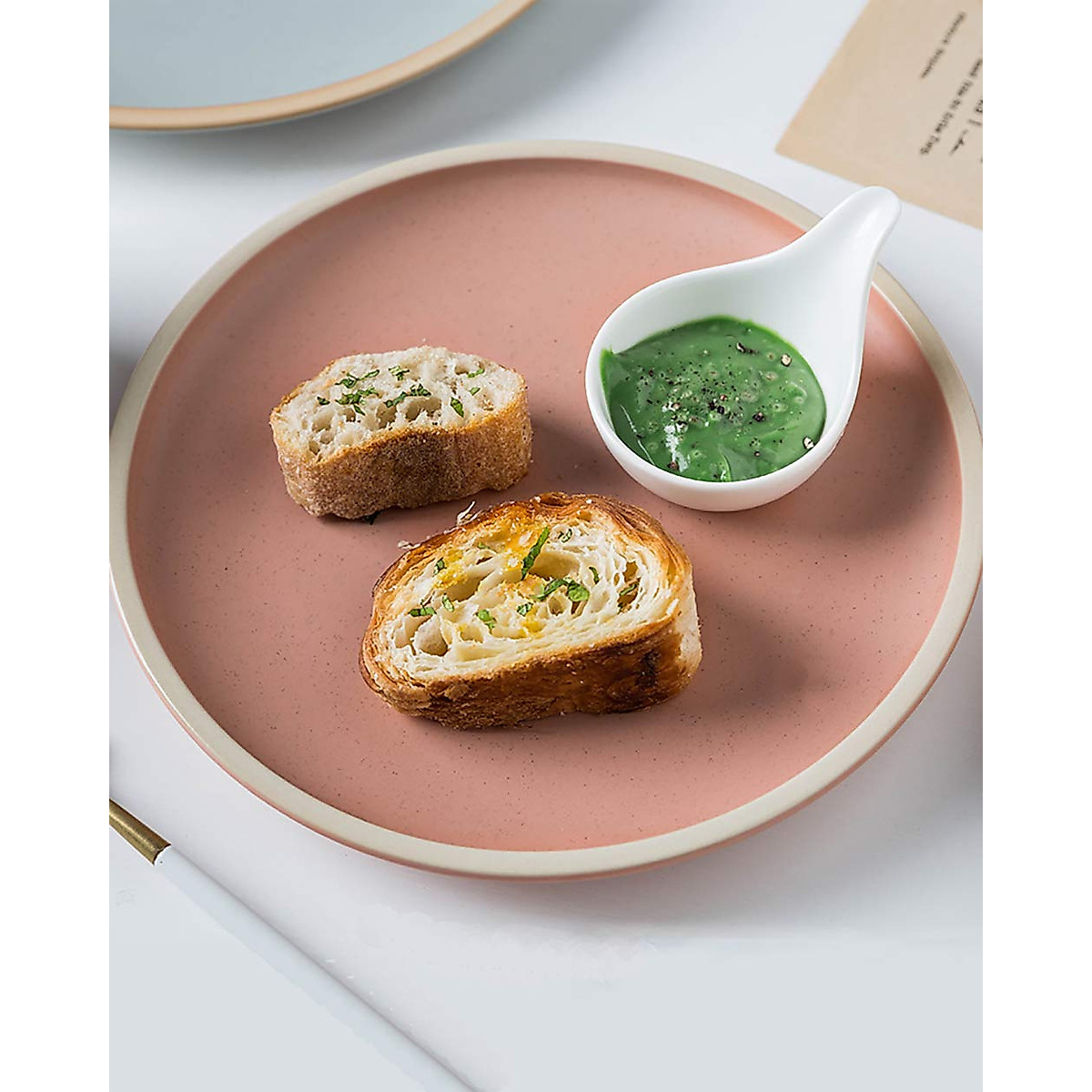 MDZF SWEET HOME 8.3-Inch Porcelain Dinner Plates Set, Pasta Serving Plates Matte Glaze Dessert Dishes - Set of 4