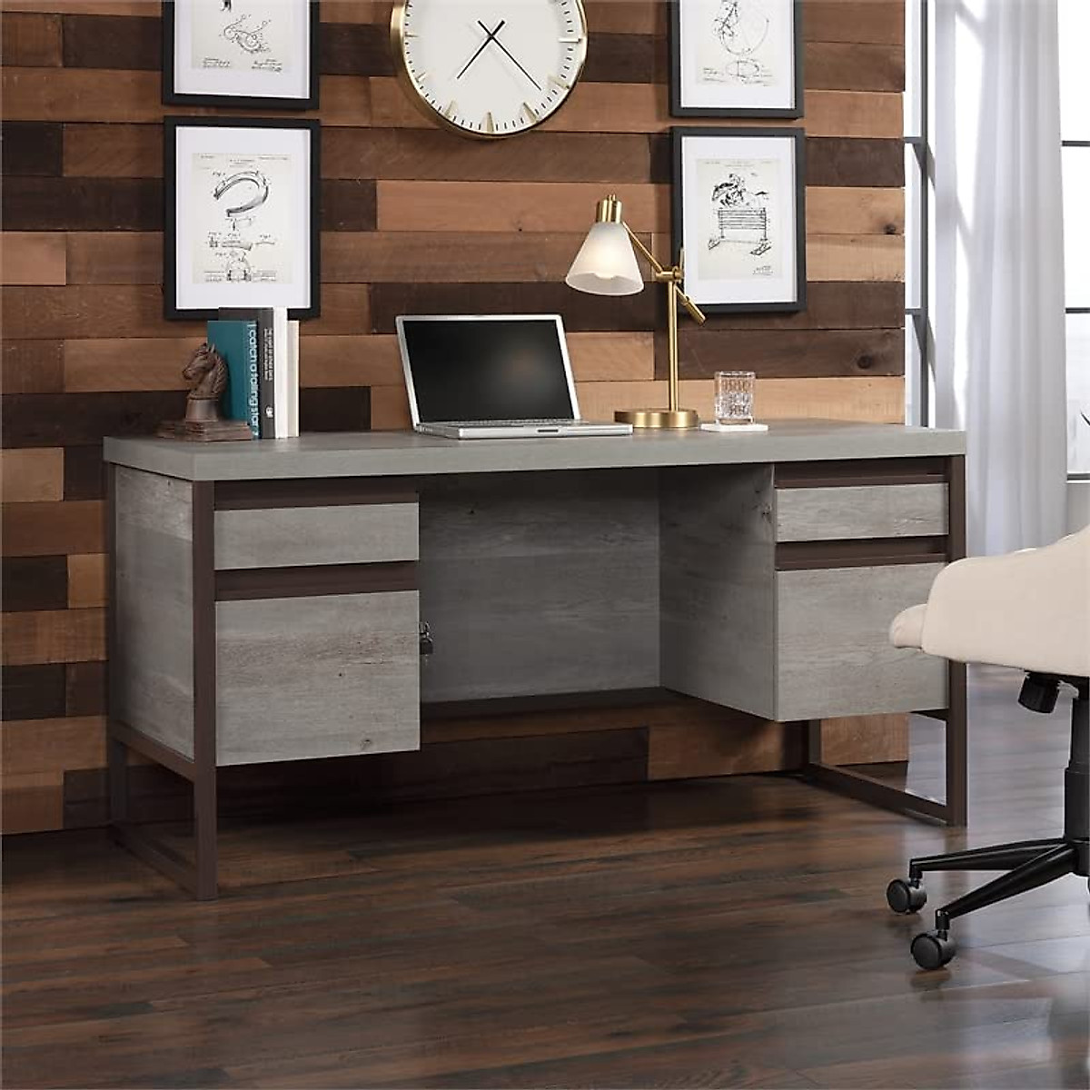 Sauder Manhattan Gate Engineered Wood Computer Desk in Mystic Oak