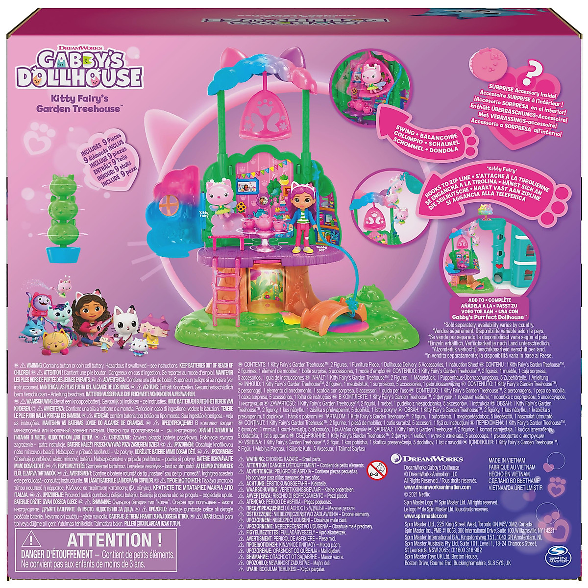 Gabby's Dollhouse, Transforming Garden Treehouse Playset with Lights, 2 Figures, 5 Accessories, 1 Delivery, 3 Furniture, Kids Toys for Ages 3 and up