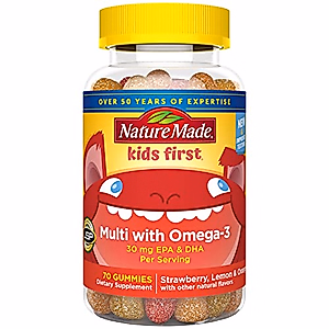 Nature Made Kids First Multivitamin with Omega-3, Kids Vitamins and Minerals for Nutritional Support, 70 Kids Multivitamin Gummies