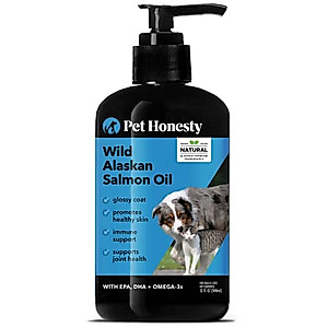 PetHonesty Wild Alaskan Salmon Oil for Dogs - Omega-3 for Dogs - Pet Supplement - EPA + DHA Fatty Acids, Helps with Sensitive Skin and Normal Shedding - Supports Joints, Brain & Heart Health - 32oz