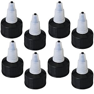 YHXiXi 8PCS Natural Twist Top Caps, Bottle Cap Dispensing Caps, Replacement Caps for Squeeze Bottles Angelus Paint Bottles, for Crafts, Art, Glue, Black