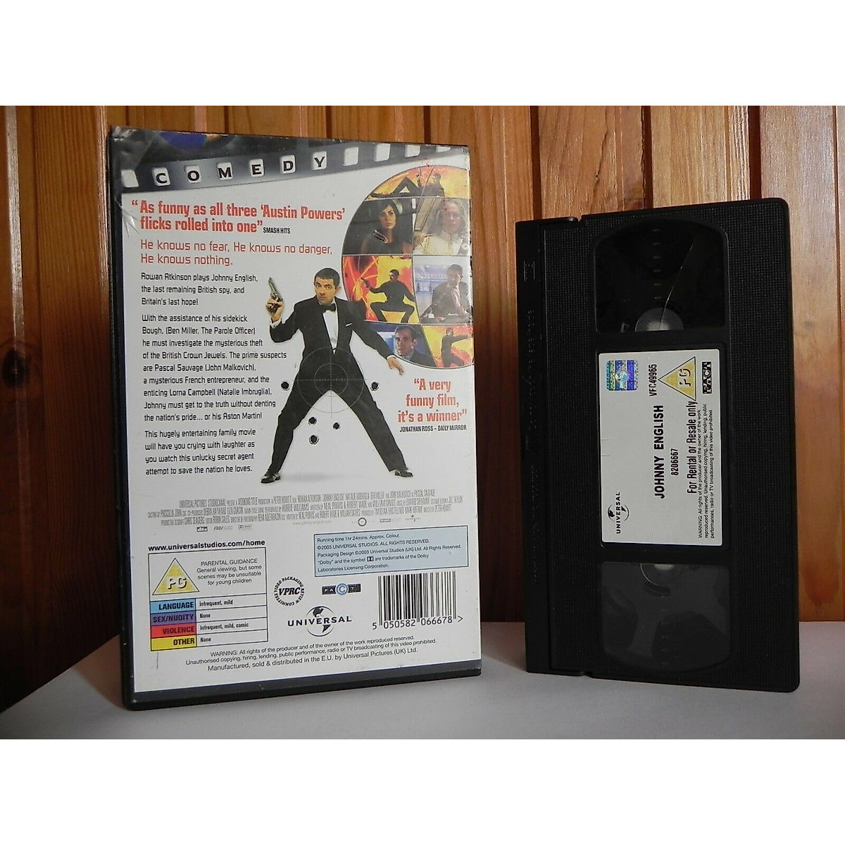 Johnny English - Large Box - Universal - Comedy - Rowan Atkinson - Pal VHS