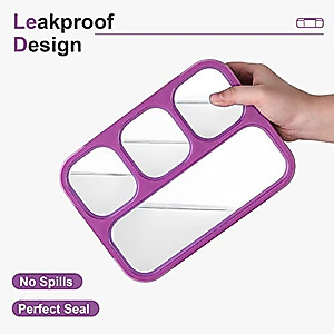 HIWARE Bento Lunch Box for Kids and Adults, Leakproof Lunch Container for Girls, Women with 4 Compartments, BPA-Free, 2 Pack