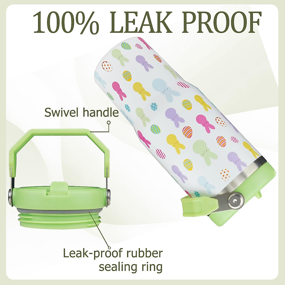 HOWSEESNOW 30oz Easter Tumbler with Handle and Straw, Colorful Rabbits Insulated Tumbler, Leak Proof Travel Coffee Mug, Reusable Stainless Steel EasterEgg Tumbler, Easter Gifts for Women