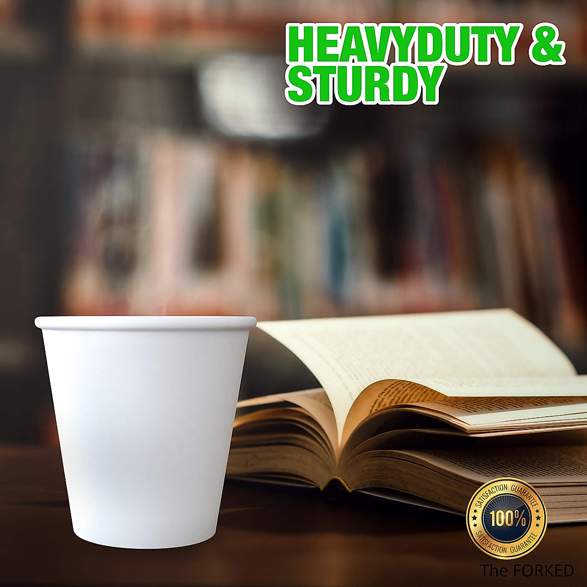 The FORKED, 200 Pack 6oz White Disposable Paper Cups For Hot/cold Beverage - Disposable and Recyclable White Paper Cups for Office, Party and Kitchen Use