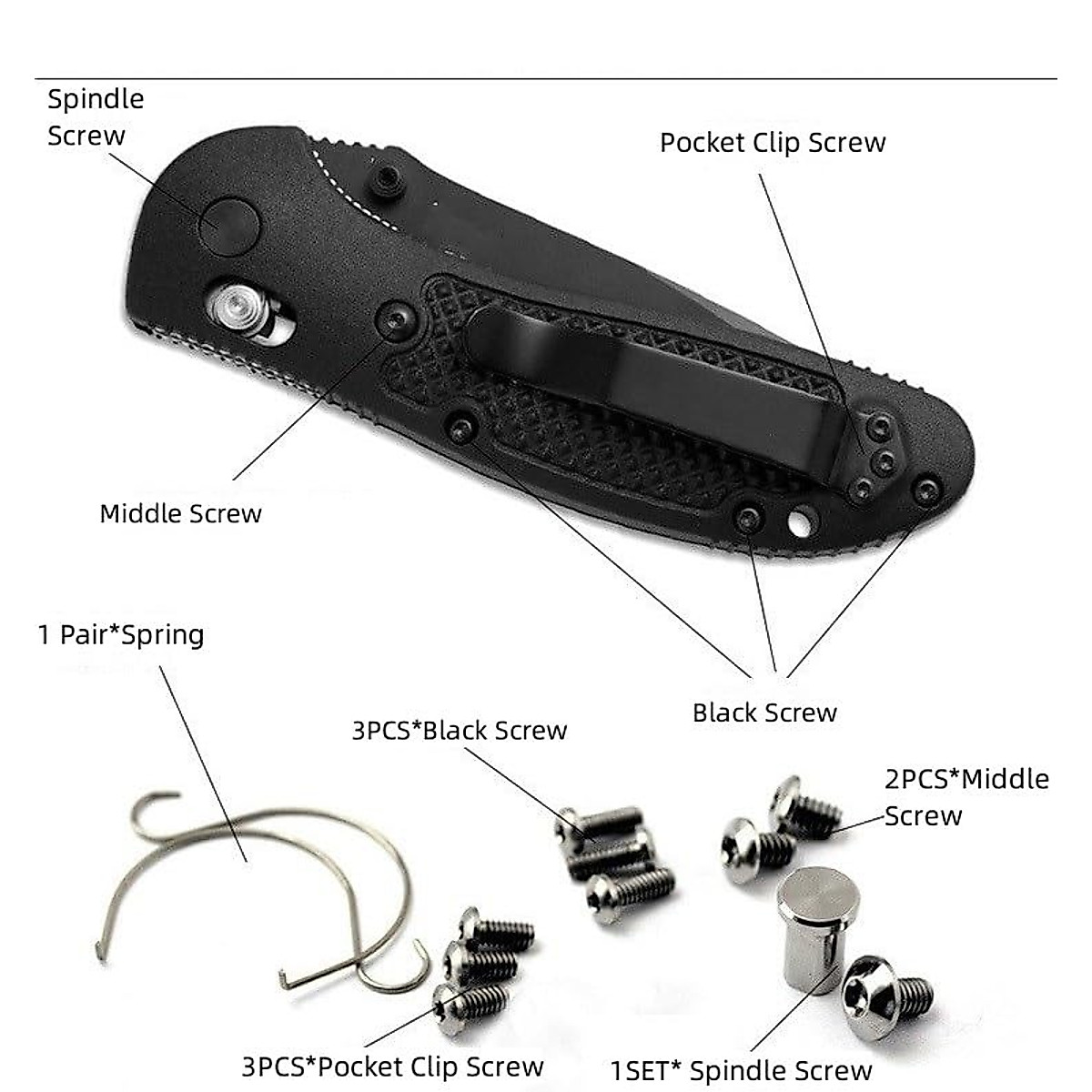 IGRIXLSD 12-Piece Set of Scales Handle Screws Fits for Griptilian 551, CNC Titanium Alloy Nail Handle Screws DIY Accessory(Blue)