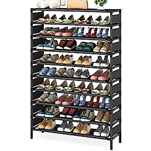 Tribesigns Upgraded 10 Tiers Shoe Rack, Large Capacity Shoe Shelf, Tall Shoe Organizer for 50 Pairs, Space Saving Shoe Storage