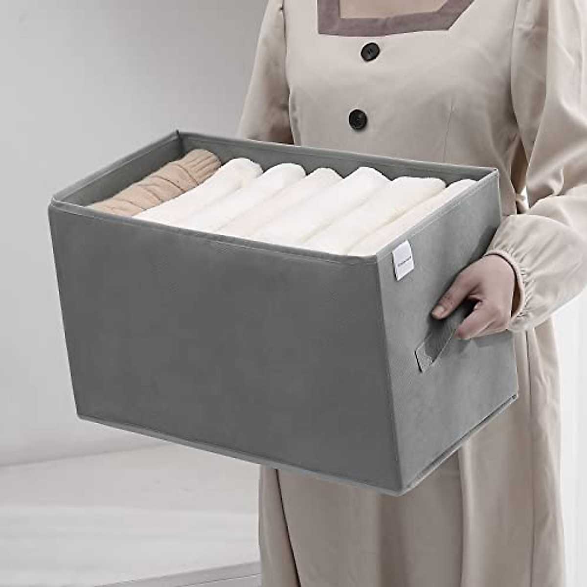 Coorganisers 2 PCS Sweater Wardrobe Clothes Organizer,Washable Clothes Organizer for Folded Clothes with PP Board Handle,7 Grids Closet Organizers and Storage Box for Jeans,Pants,Sweater,Jacket,Shirt