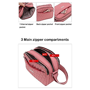 YANAIER Small Crossbody Bags Quilted Purse Mini Light Nylon Cell Phone Cross Body Wallet for Women Ladies Black