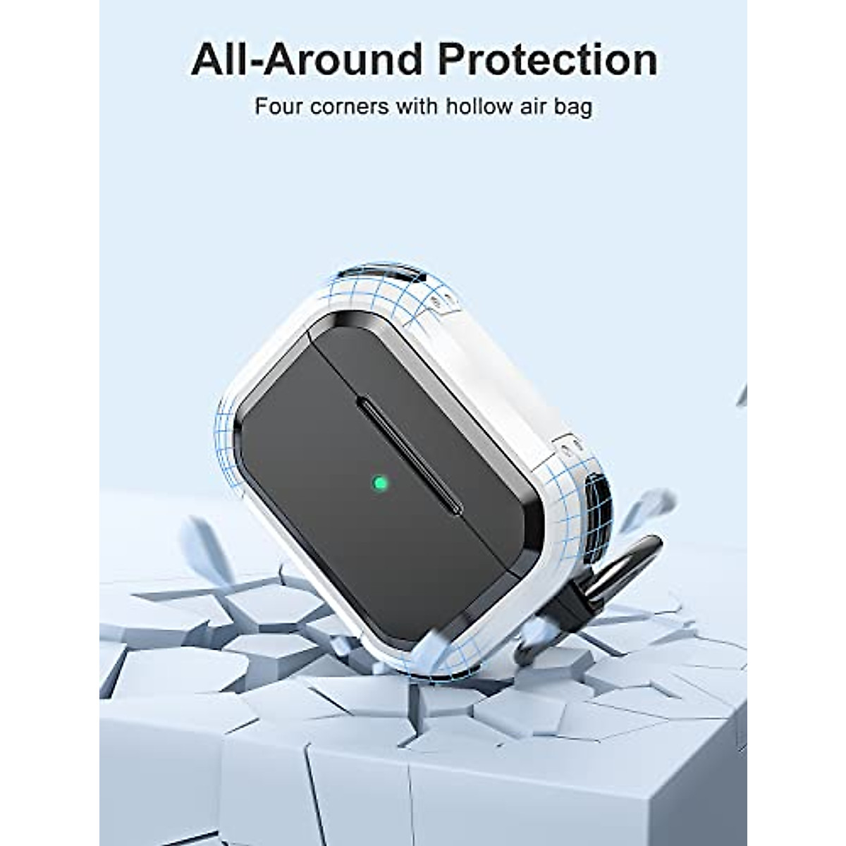 Link Dream AirPods Pro 2 Cases Cover Tough TPU ABS Case with Keychain Full Protective Cover for AirPods Pro 2nd Generation 2022 (Black+White)