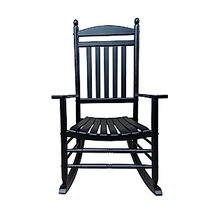 Rocking Rocker-A040BK Black Wood Porch Rocker/Outdoor Rocking Chair -Easy to Assemble-Comfortable Size-Outdoor or Indoor Use