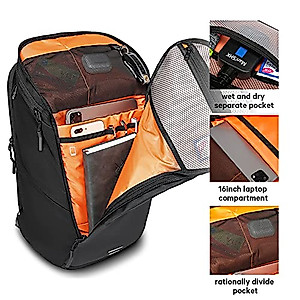 BANGE Laptop Backpack with Dry and Wet Separation Pocket fit 15.6 Inch Laptop for Men and Women,Travel Backpack for Overnight