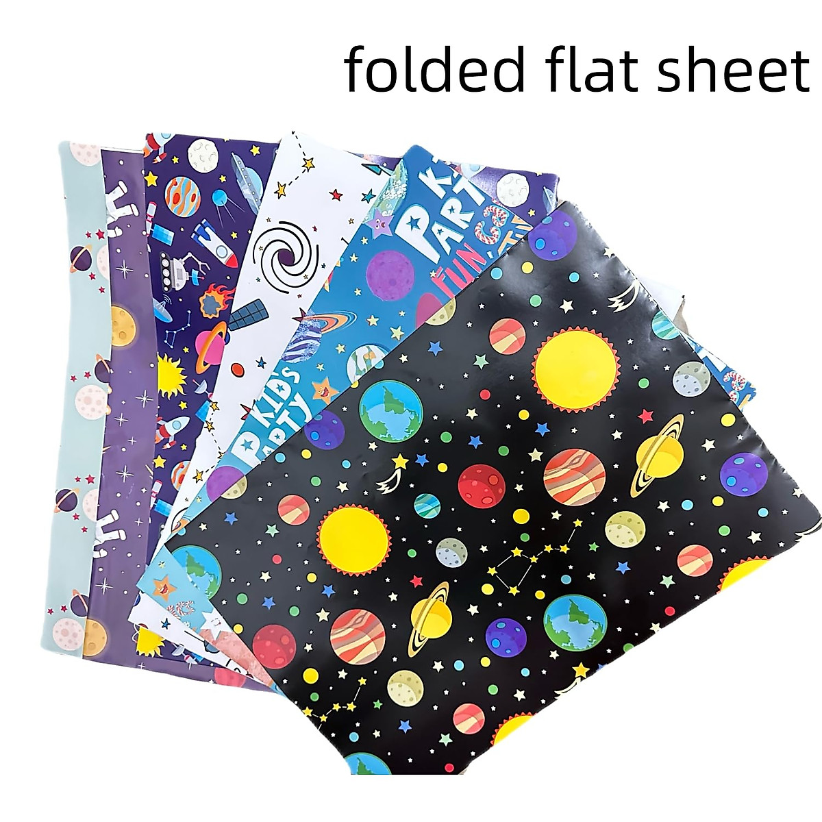 poophe Solar System Wrapping Paper, Space Gift Wrap Paper Set, 5 Pack Folded Outer Space Theme Gift Wrap for Birthday Party Decoration DIY Craft Supplies 70 X 50cm
