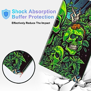 BPQOJB Case for Galaxy Tab S8 Plus/S7 FE/S7 Plus with Adjustable Stand & Auto Wake/Sleep Smart Protect Cover Case for Samsung Galaxy Tab S8 Plus/S7 FE 5G/S7 Plus 12.4 inch - Green Forest Skull