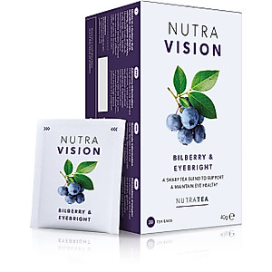 NUTRAVISION - Eye Health Tea – Includes Bilberry & Eyebright - For general and age-related eye health - 20 Enveloped Tea Bags - by Nutra Tea - Herbal Tea