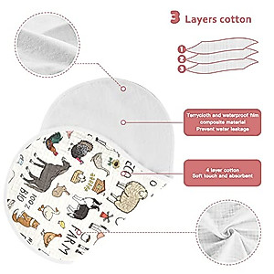 Kigai Farm Animals Muslin Baby Burp Cloths - Super Absorbent and Soft Burping Rags - Cotton Burp Clothes Set for Boys and Girls, 1 Pack