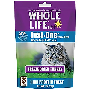 Whole Life Pet Just One Turkey - Cat Treat Or Topper - Human Grade, Freeze Dried, One Ingredient - Protein Rich, Grain Free, Made in The USA