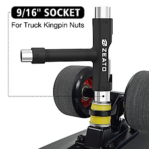 Zeato All-in-One Skate Tools Multi-Function Portable Skateboard T Tool Accessory with T-Type Allen Key and L-Type Phillips Head Wrench Screwdriver - Black