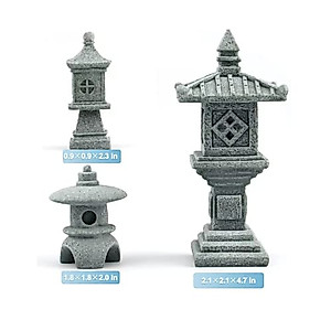 Sdeetesamjun Miniature Fairy Garden Decoration Set,3 Japanese Lantern,10 Stepping Stone Mini Fairy Decor for Garden & Patio Micro Landscape Yard Bonsai Decoration