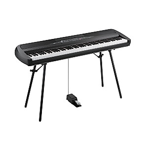 Korg SP-280 Digital Piano - Black Bundle with Furniture Bench, Pedal, Headphones, Dust Cover, Austin Bazaar Instructional DVD, and Polishing Cloth