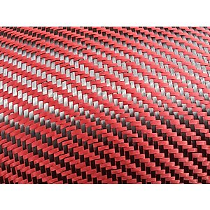 4" x 1 FT Red - Kevlar FABRIC-2x2 Twill WEAVE-3K/220g