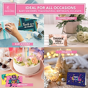 Decorably Assorted Cards with Envelopes & Stickers - 24 Assorted Thank You Cards Pack with Envelopes & Stickers, Blank Inside 6x4in Thank You Cards Variety Thank You Cards with Envelopes Assorted