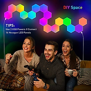 Hexagon Lights (8 Pack) LED Wall Panels, TISOFU RGB Gaming Lights with APP, Smart Modular Panel Hex Tiles Push Glide Expansion Shapes Lights