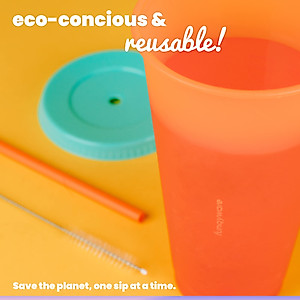 Color Changing Cups with Lids and Straws for Adults - 5 x 24oz Reusable Cups with Lids and Straws, Bulk Plastic Cups with Lids and Straws for Kids, Cold Iced Coffee Cups & Women Water Party Tumbler