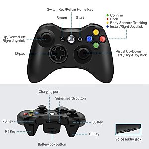 YAEYE Wireless Controller for Xbox 360, 2.4GHZ Gamepad Joystick Wireless Controller for Xbox 360 Console and PC Windows 7,8,10 (Black)