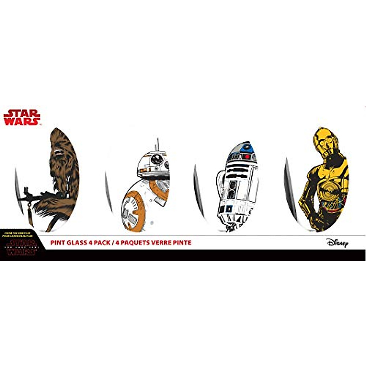 Star Wars Classic Pint Glass Set - 16 oz. Glass Capacity - Set of 4 Glasses - Classic Shape