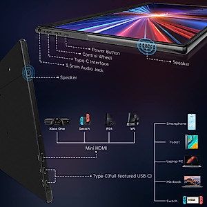 HAMTYSAN Portable Monitor, 15.6'' FHD 1080P Portable Laptop Monitor USB C HDMI Second External Monitor for Laptop, Desktop, Tablet, Phones, PS4/5, Xbox, Switch, Dual Speaker with Protective Case