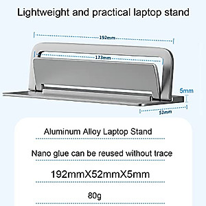 iAXBi Laptop Kick Stand, Adjustable Foldable Aluminum Computer Feet Holder Fixed Bracket Portable Slim Strong for Desk,Compatible with MacBook Air Pro,HP,Lenovo,Dell,Tablets (Silver)