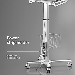 ONKRON Rolling Laptop Stand - Computer Cart with Wheels - Standing Desk On Wheels - Foot Pedal Pneumatic Height Adjustable Table On Wheels - Utility Medical Cart - Desk Load up to 17.6 Lbs, White