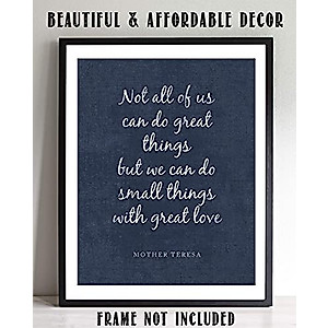 Mother Teresa Quotes Wall Art- “Do Small Things With Love”- 8 x 10" Distressed Art Wall Print- Ready to Frame. Modern Home Décor, Studio & Office Décor. Perfect Gift for Motivation & Inspiration.