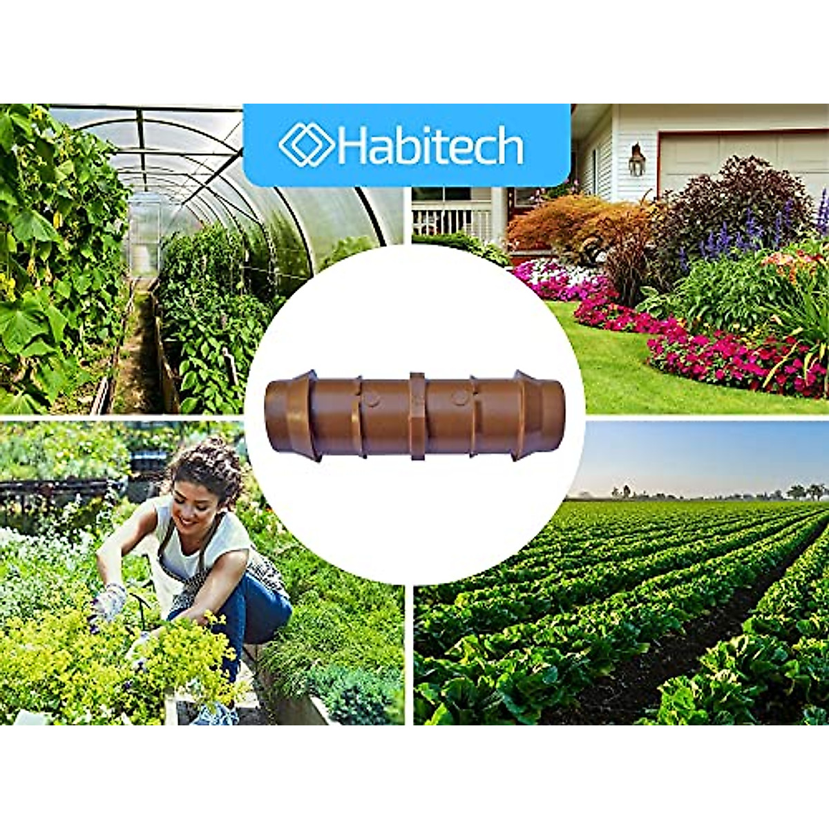 Habitech 1/2" Coupling Drip Irrigation Fittings (12 Pack) - Barbed Drip ...