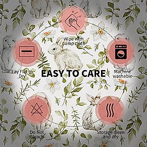 51“Baby Splat Mat for Under high Chair, N0N-Slip Splash Mat,Baby Washable Spill mat,Waterproof Washable Cloth for Arts/Crafts,Playtime Mats for Kids,Floors or Tables.Reusable Fabric (51”×51”)/Rabbit