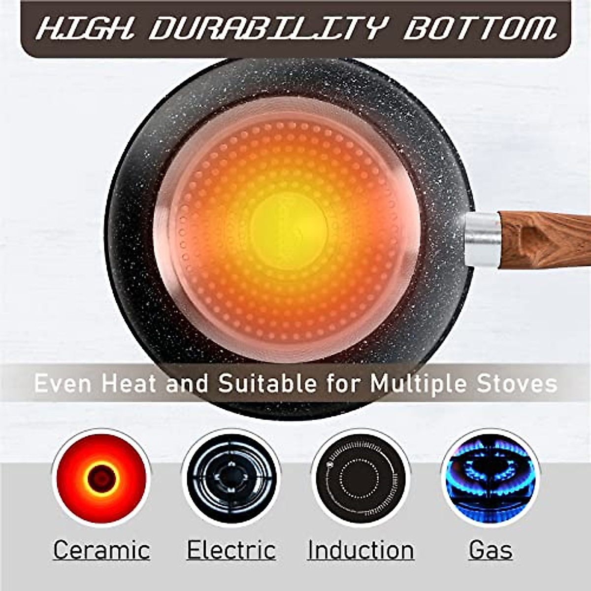 MAISON ARTS 12 Piece Pots and Pans Set Kitchen Cookware Sets Nonstick Granite Cooking Set for Induction & Dishwasher Safe, Oven, Stovetop, Black