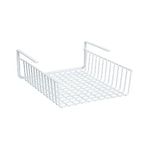 Organize It All Under Shelf Hanging Basket White Wire Rack | Dimensions : 13.5 x 12.5 x 5.13 inches | Great for Kitchen | Kitchen Storage | White