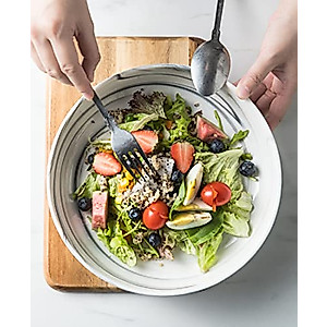 LYEOBOH Porcelain Serving Bowls, Salad Pasta Bowls for Kitchen, Stackable Bowl Set of 2 for Entertaining Thanksgiving Christmas, Ceramic Dinner Bowl, 10 inch, Gray